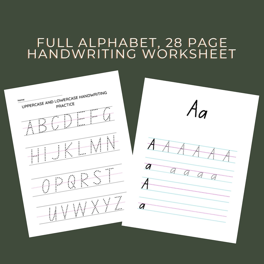 Full Alphabet Upper Case + Lower Case Handwriting Worksheet (28 Pages ...