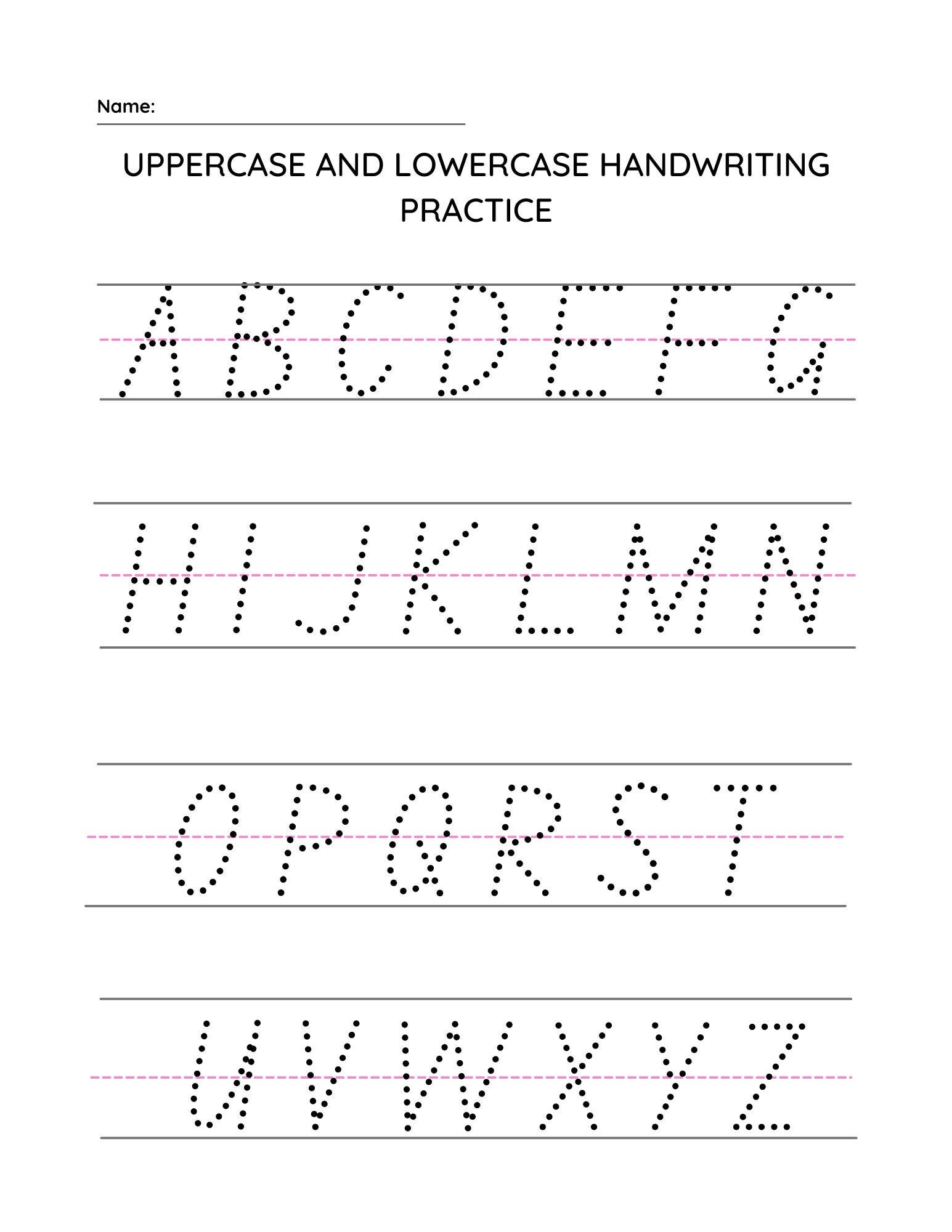Full Alphabet Upper Case + Lower Case Handwriting Worksheet (28 Pages ...