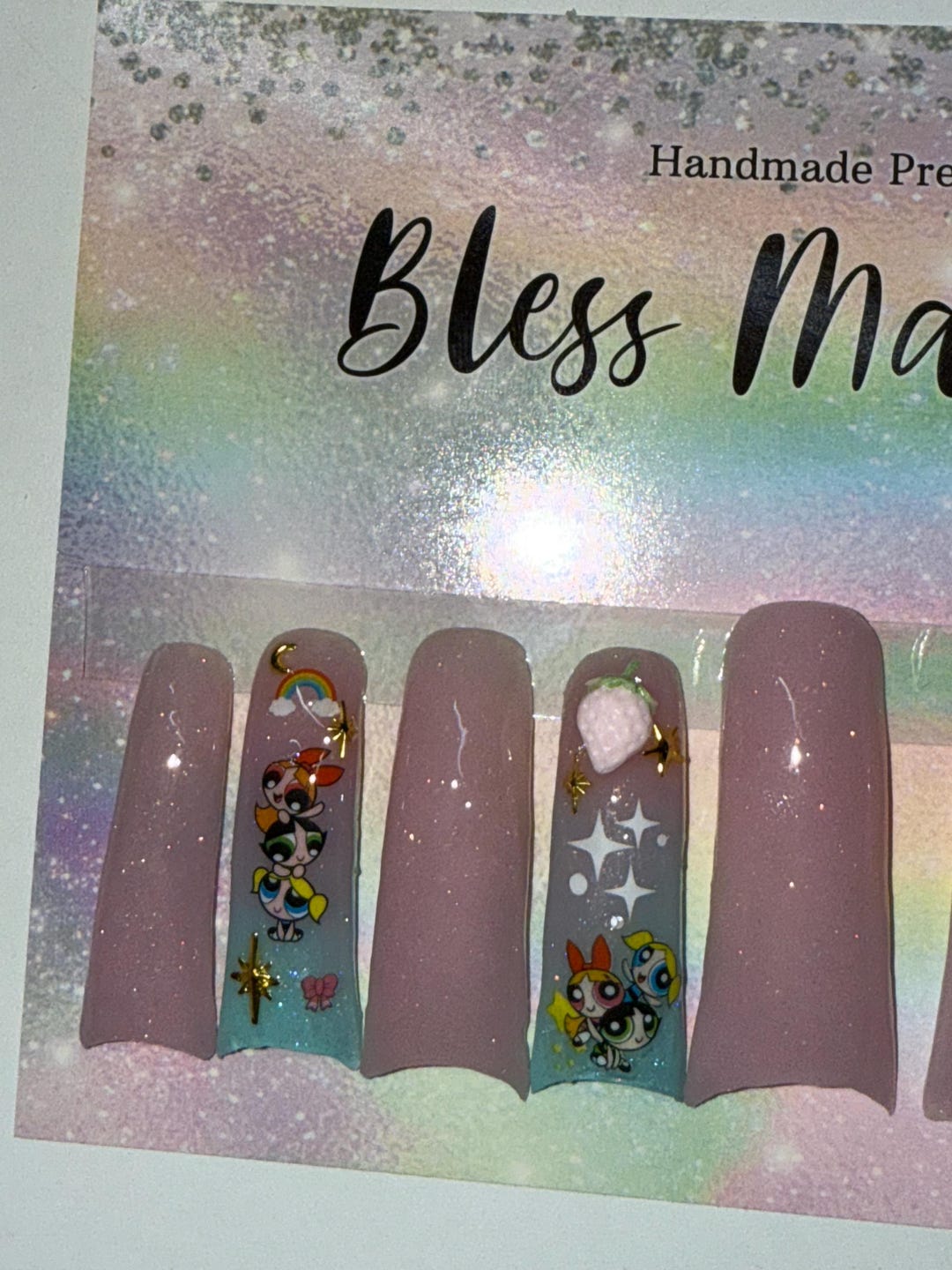 2XL Subtle Duck Press-on Nails - Powerpuff Girls Soft Pink Shimmer ...