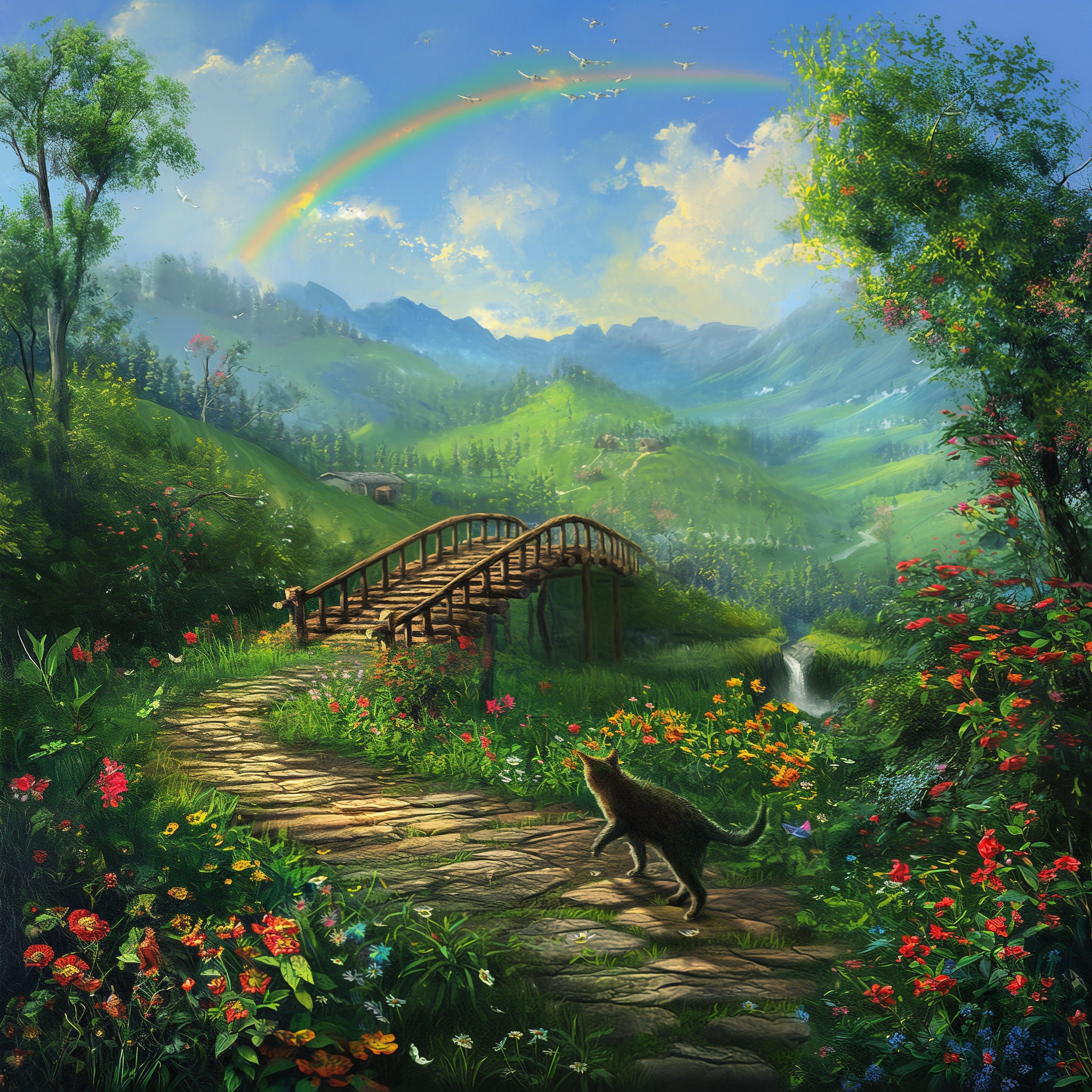 Cat Crossing the Rainbow Bridge - Etsy