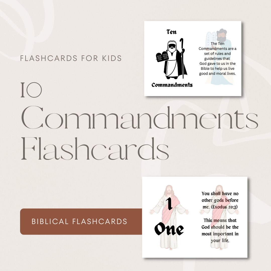 Bible Ten Commandments Flashcards for Kids ESV Version With - Etsy