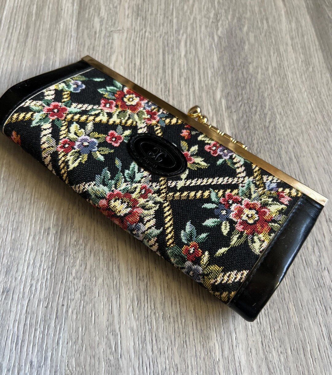 Floral Tapestry Black Vintage Coin Wallet Clutch - Etsy