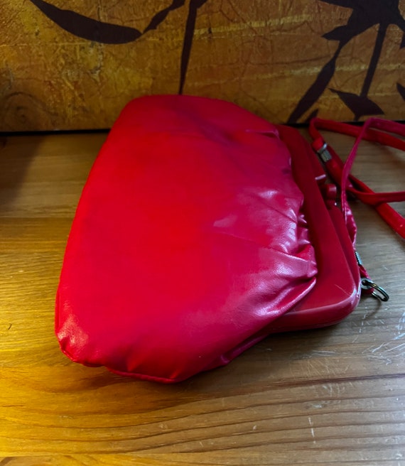 Red Vinyl Vintage Clutch Shoulder Bag - Gem