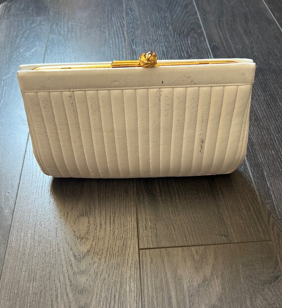 Bienen-Davis Vintage Leather White Creme Clutch Eveni… - Gem