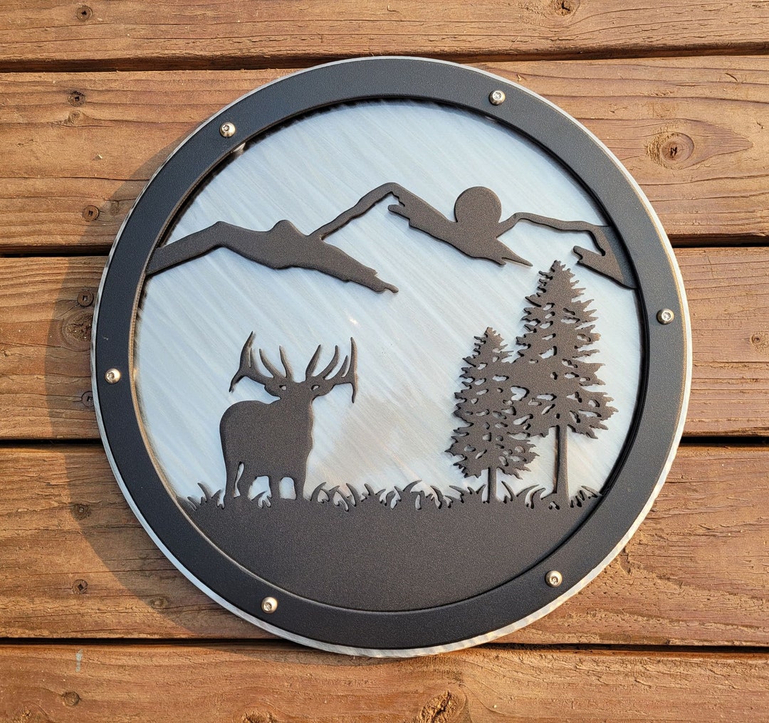 3 Layer Round Elk Scene Metal Art - Etsy