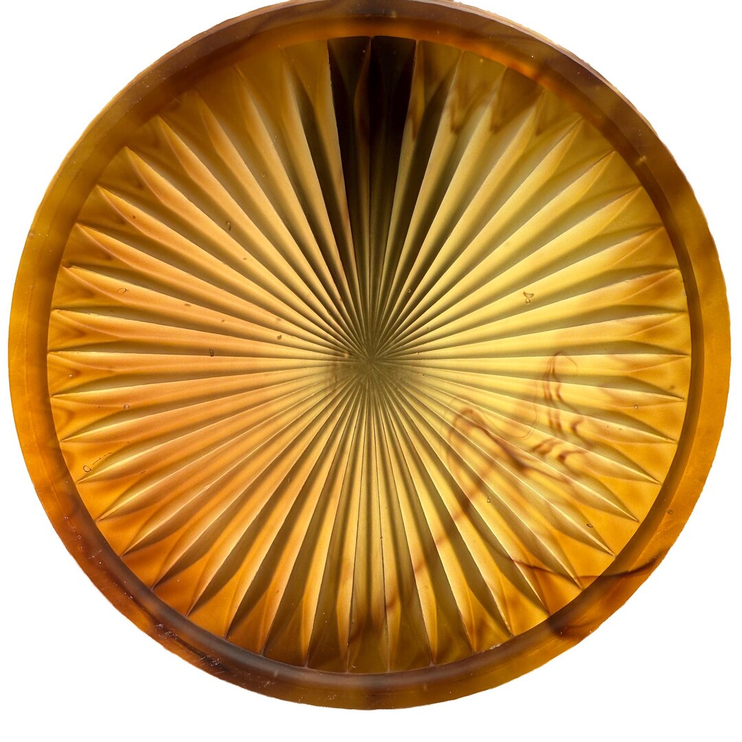 Vintage Amber Glass Swirl Plate - Etsy