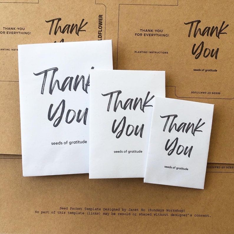 Printable Thank You Seed Packet Template Envelope in 3 Styles and 3 ...