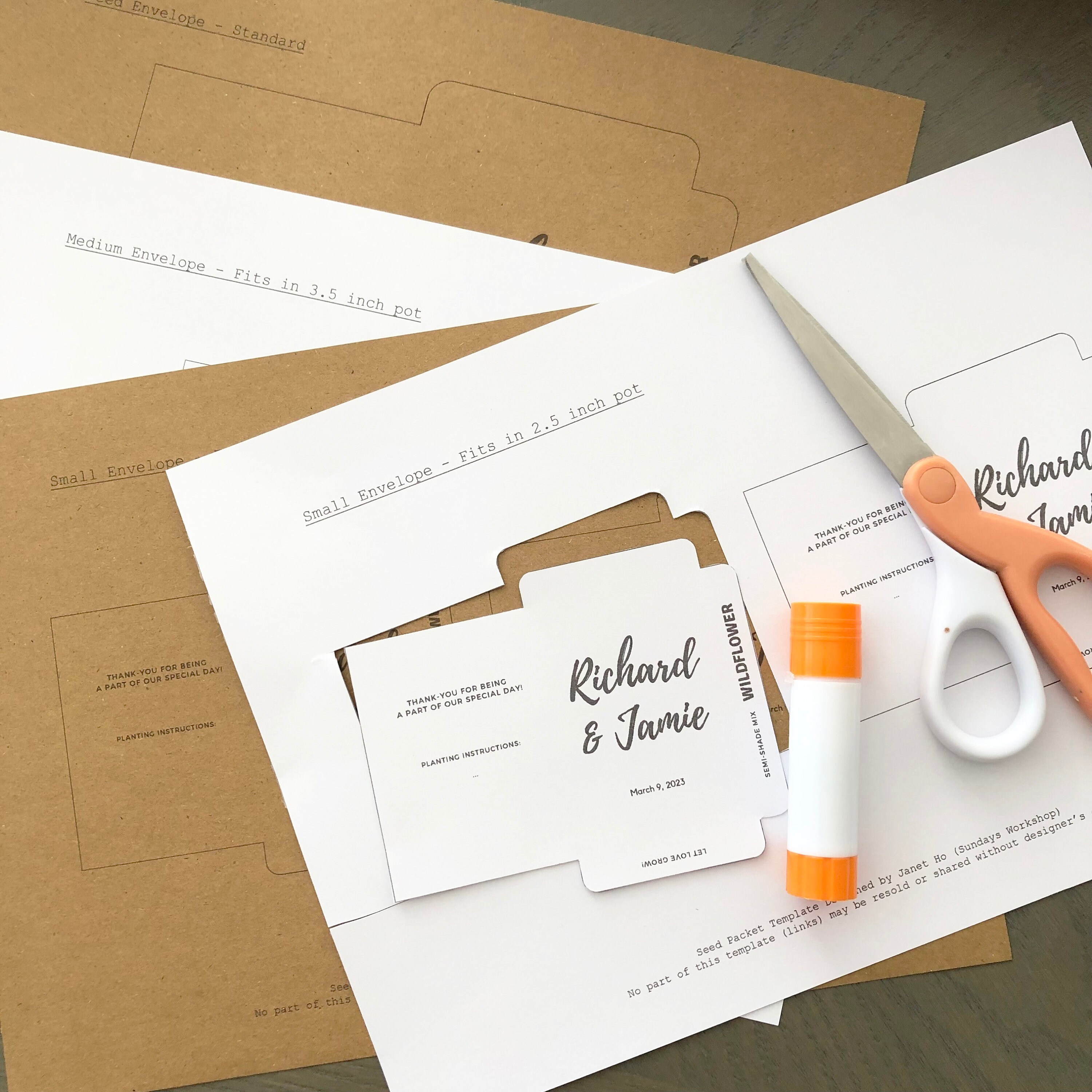 Printable Wedding Favor Seed Packet Template Envelope in 3 Designs 3 ...