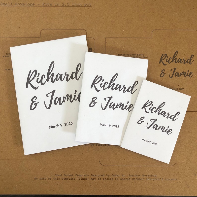 Printable Wedding Favor Seed Packet Template Envelope in 3 Designs 3 ...