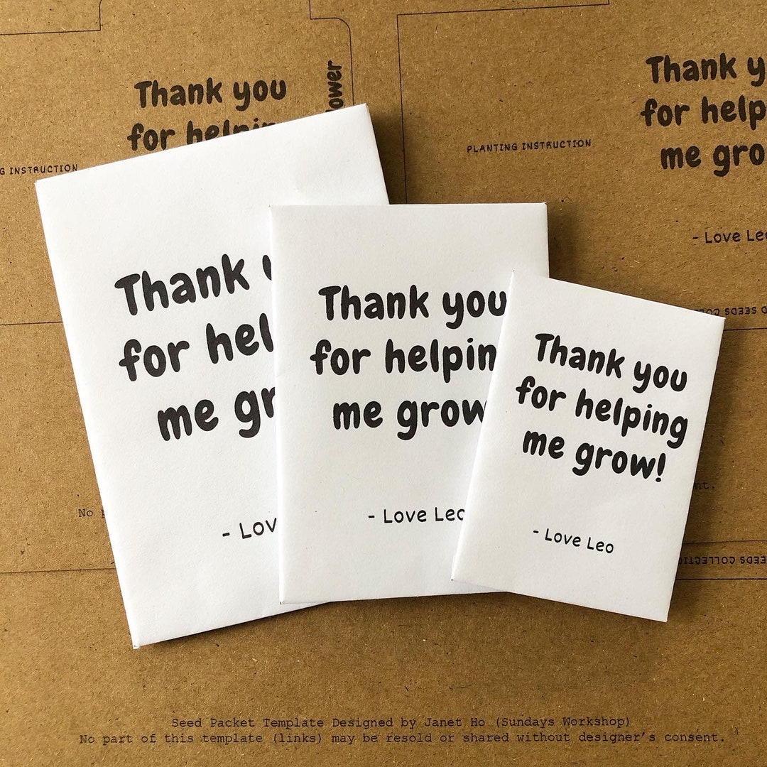 Printable Teacher Appreciation Seed Packet Template Envelope in 4 ...