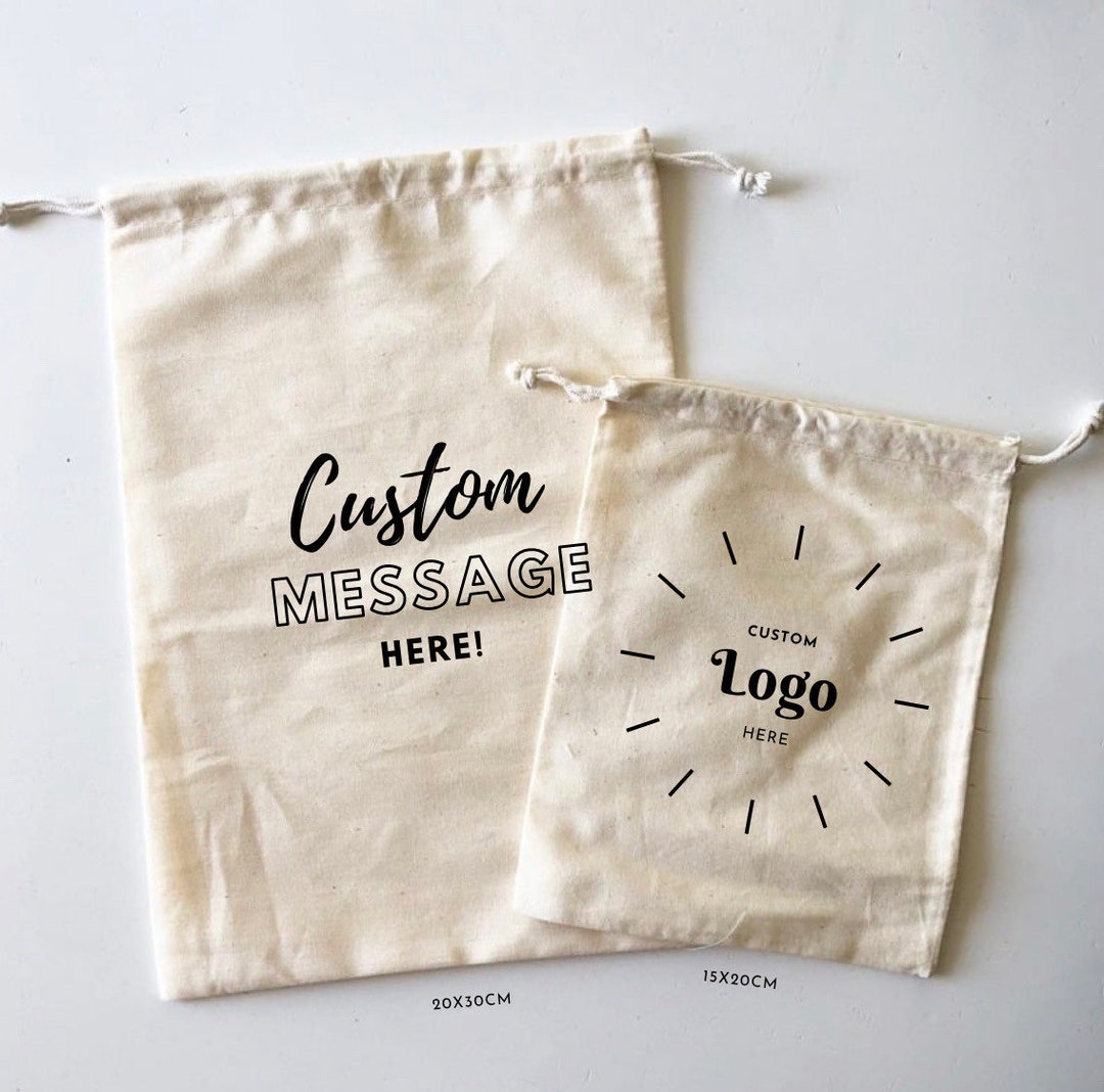 Custom Print Logo | Message Natural Cotton Drawstring Treat Goodies ...