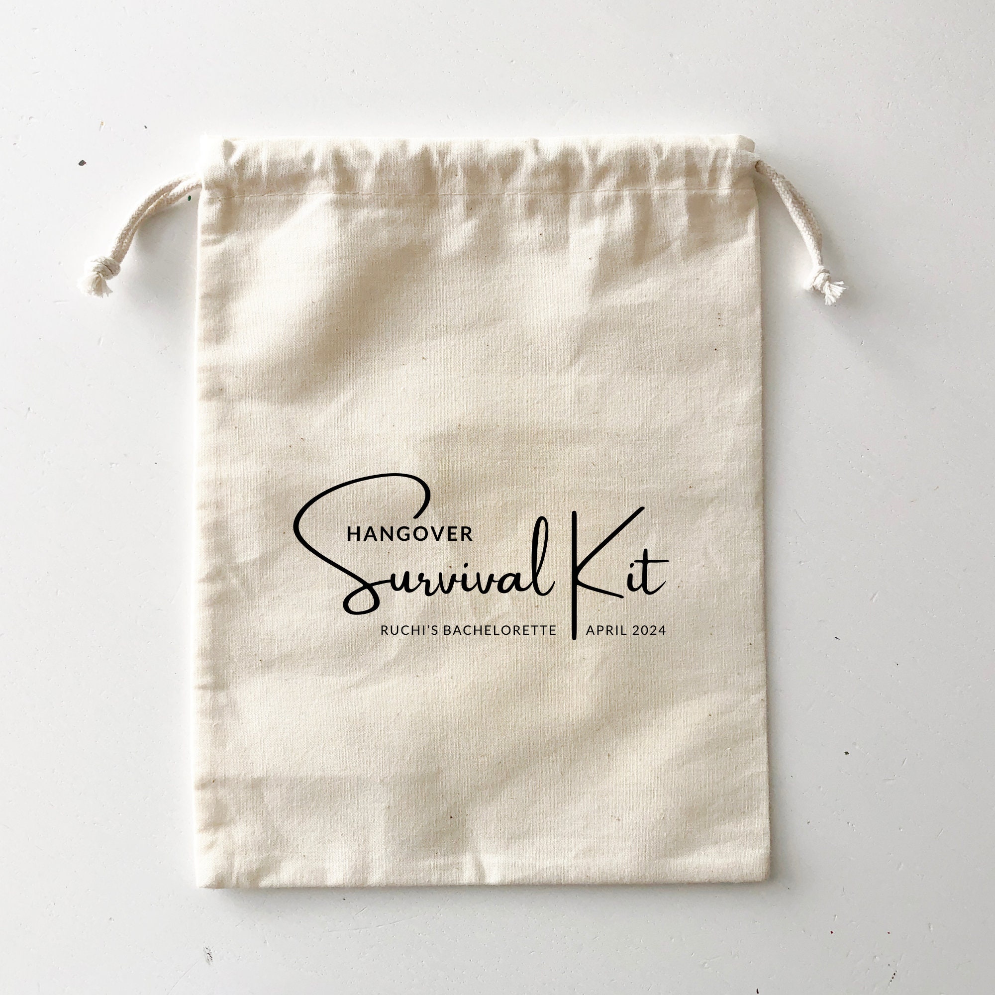 Hangover Survival Kit - Personalized | Natural Cotton Drawstring Treat ...