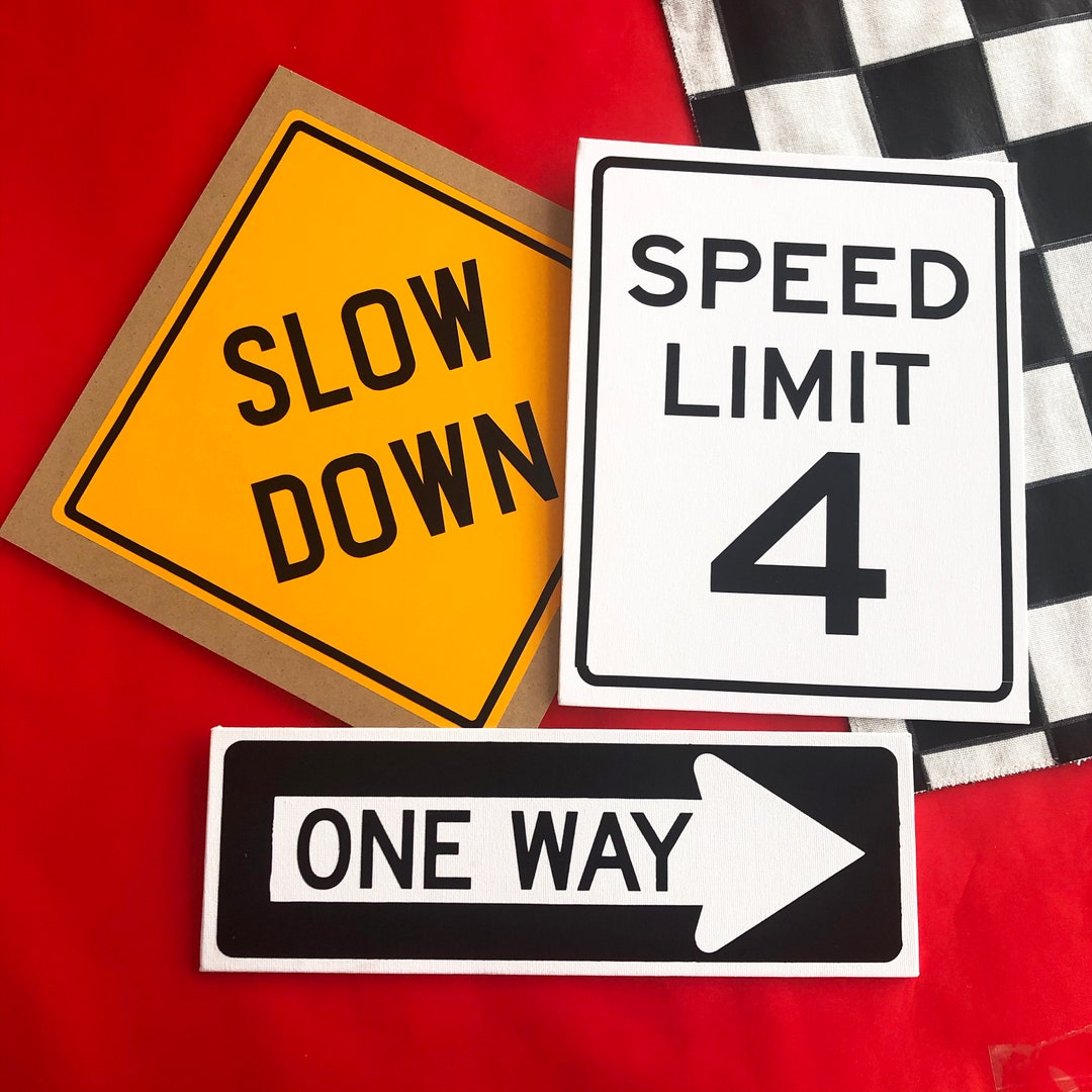 Set of 3 Race Birthday Road Signs Speed Limit Customize Age - Etsy