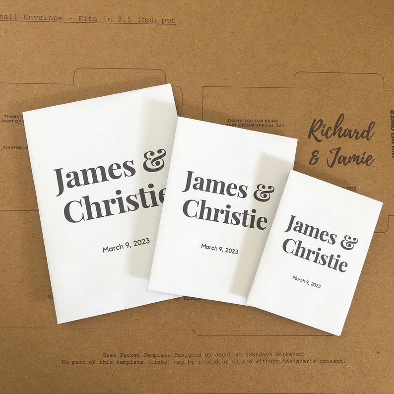 Printable Wedding Favor Seed Packet Template Envelope in 3 Designs 3 ...