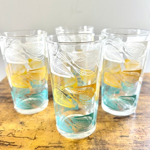 Vintage Swanky Swig 8 Oz Glasses Set of 4 Leaf Retro Pattern - Etsy