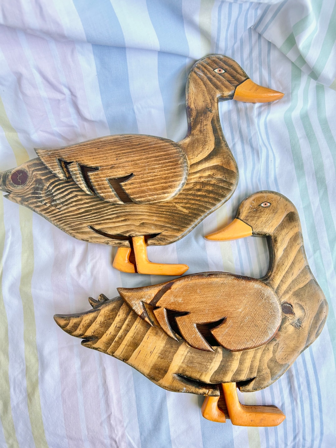 Vintage 1970s Wooden Duck Wall Art Hand Carved Wall Decor - Etsy
