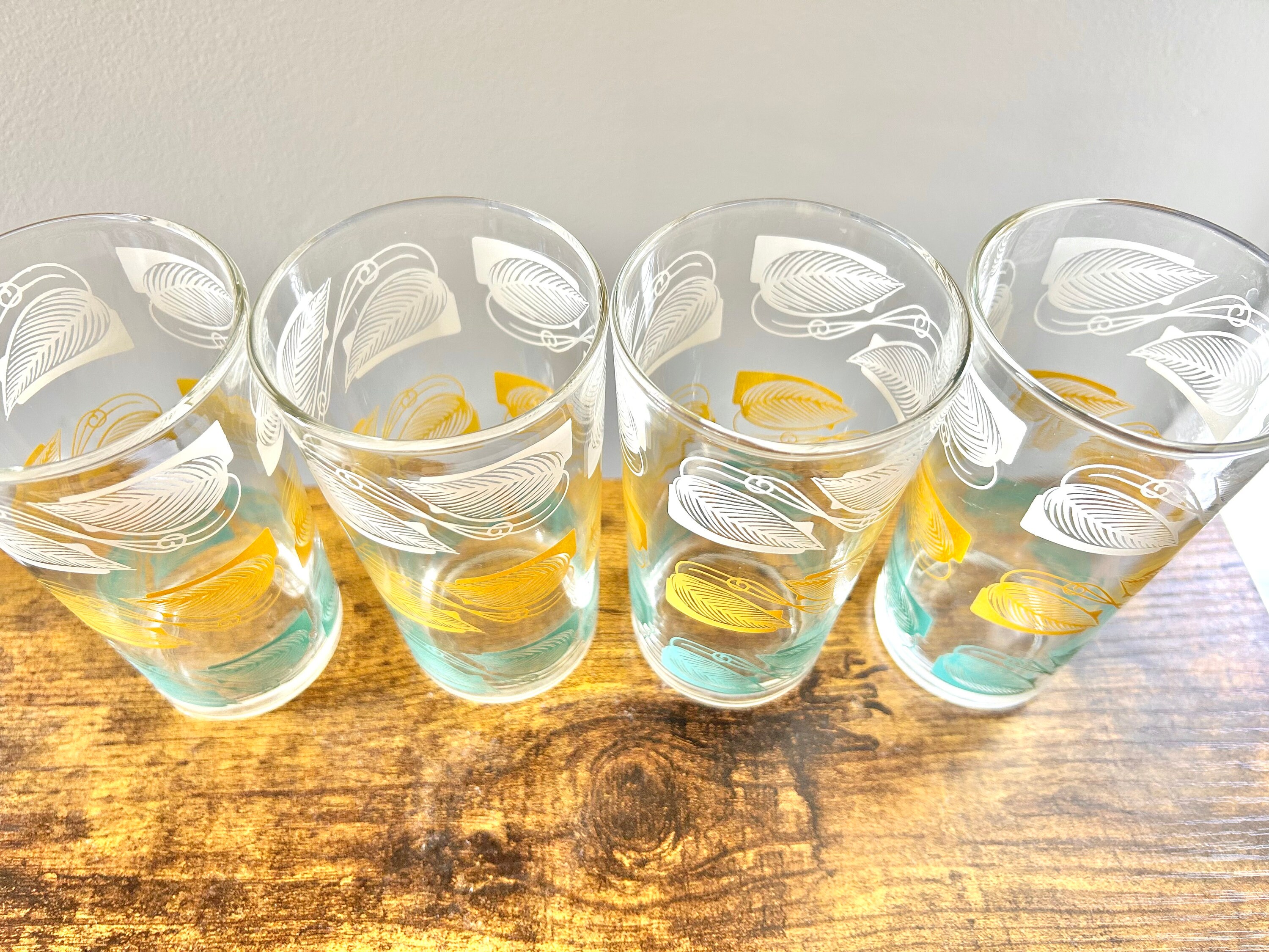 Vintage Swanky Swig 8 Oz Glasses Set of 4 Leaf Retro Pattern - Etsy