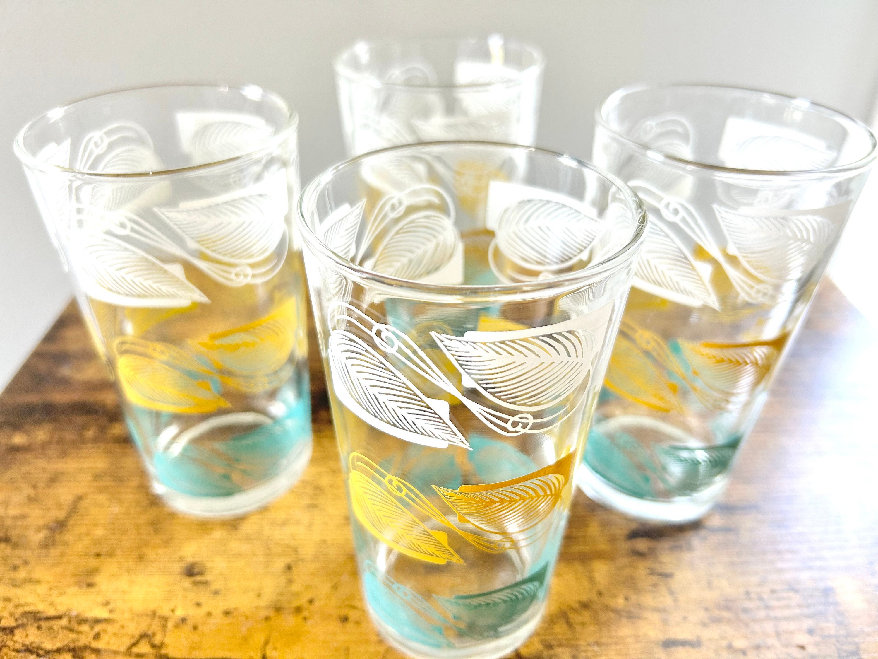 Vintage Swanky Swig 8 Oz Glasses Set of 4 Leaf Retro Pattern - Etsy