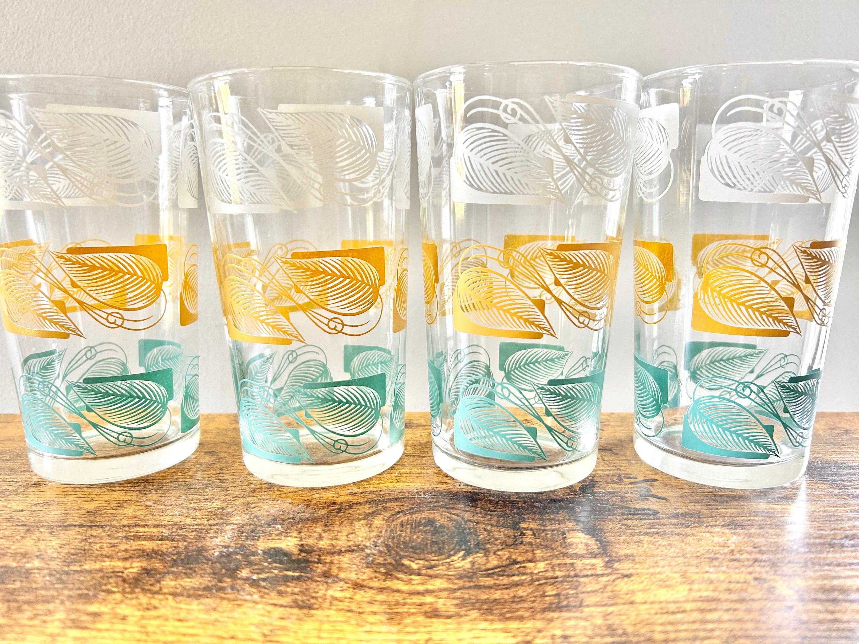 Vintage Swanky Swig 8 Oz Glasses Set of 4 Leaf Retro Pattern - Etsy