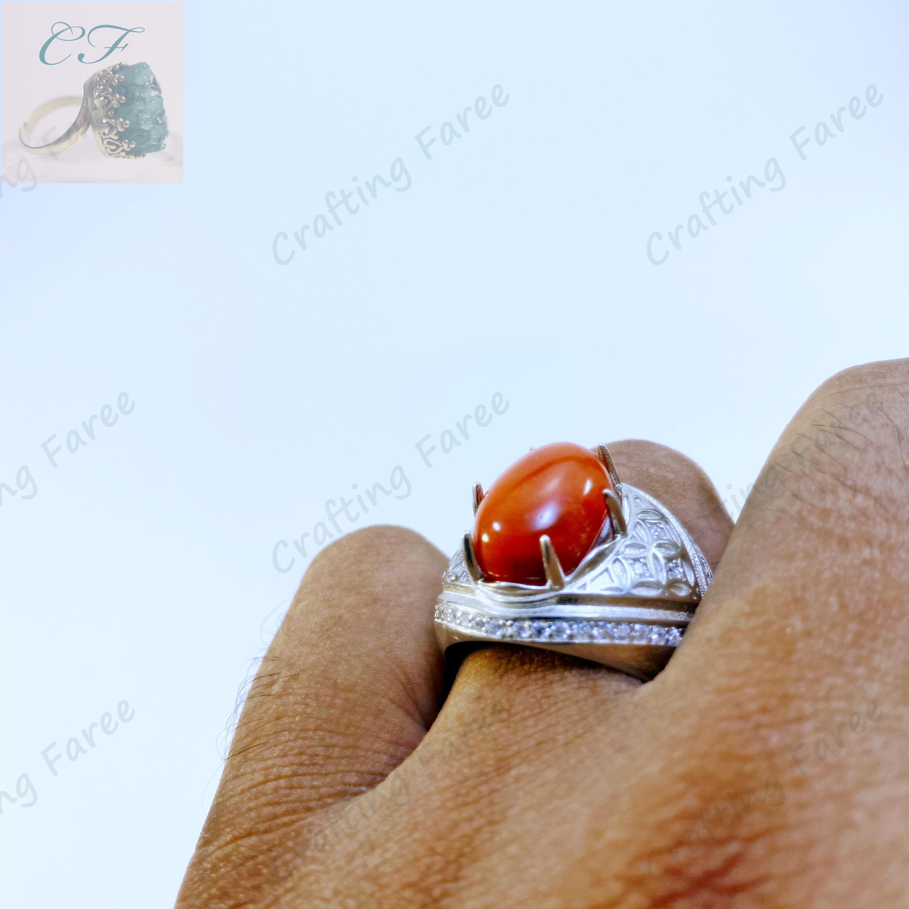 Red Coral Ring Mens Ring Designer Ring Man Ring Boys Ring | Etsy