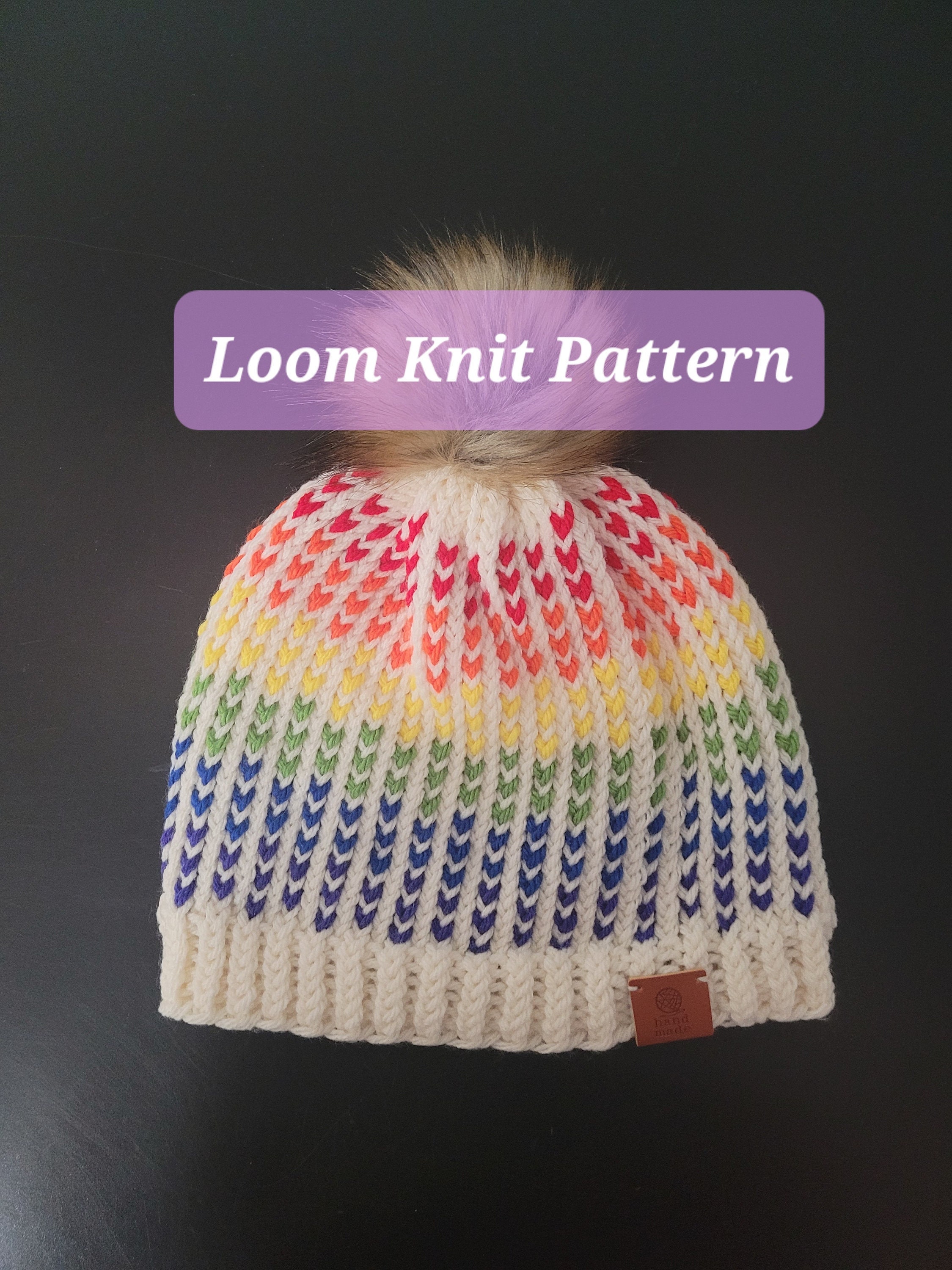 Rainbow Mini Heart Hat - Easy Loom Knit Pattern - Youth, Teen & Adult ...