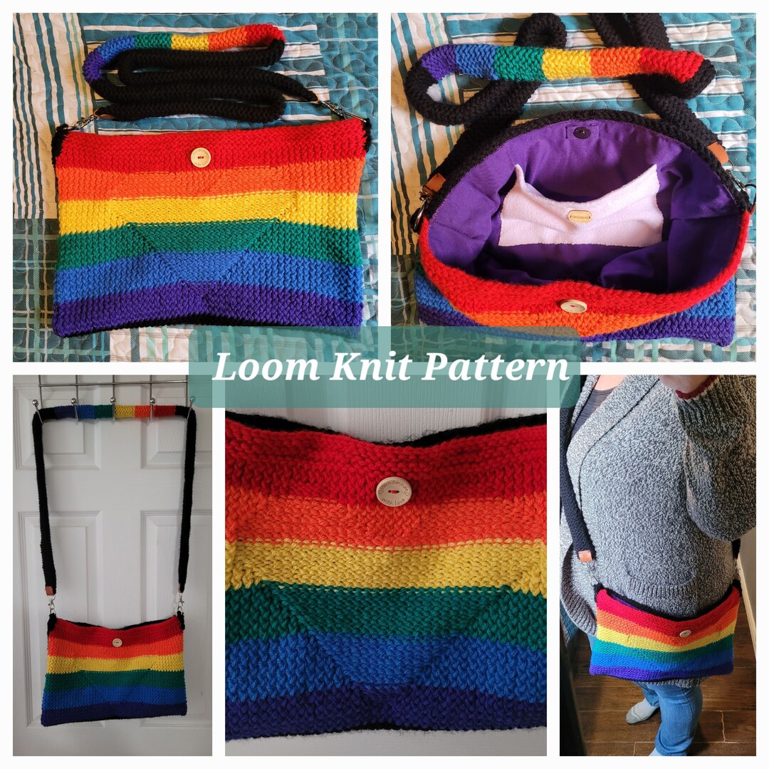 Rainbow Purse - Loom Knit Pattern - W/ Cross Body Strap -3/8" Gauge ...