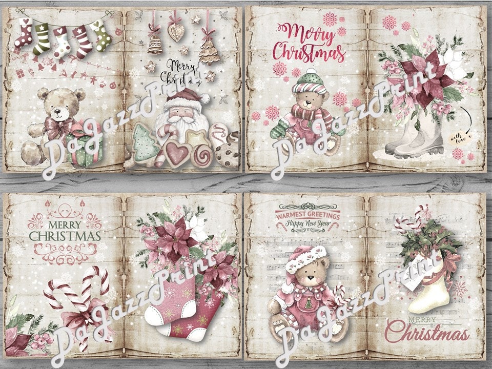 Junk Journal, Digital Download, Printable, Christmas Bear, Paper ...