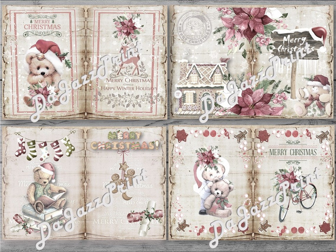 Junk Journal, Digital Download, Printable, Christmas Bear, Paper ...