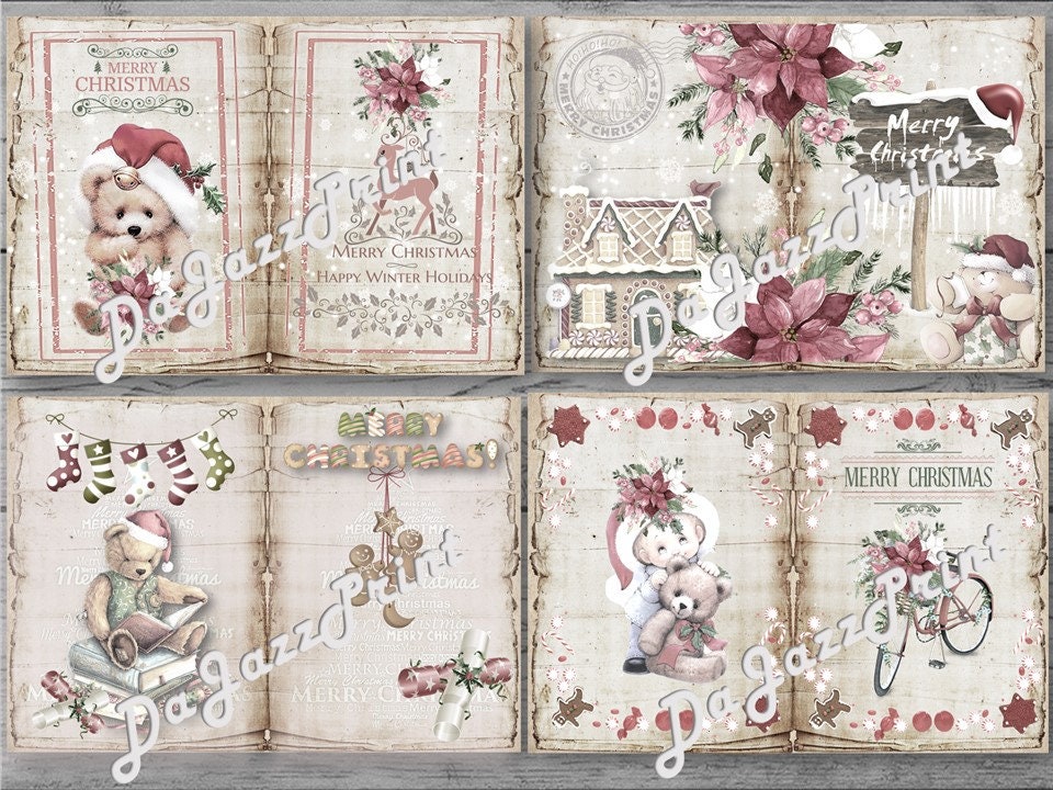 Junk Journal, Digital Download, Printable, Christmas, Bear, Paper ...
