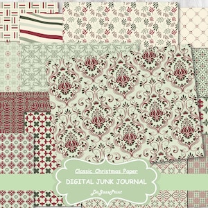 Classic Christmas Papers, Printable Papers, Digital Junk Journal ...