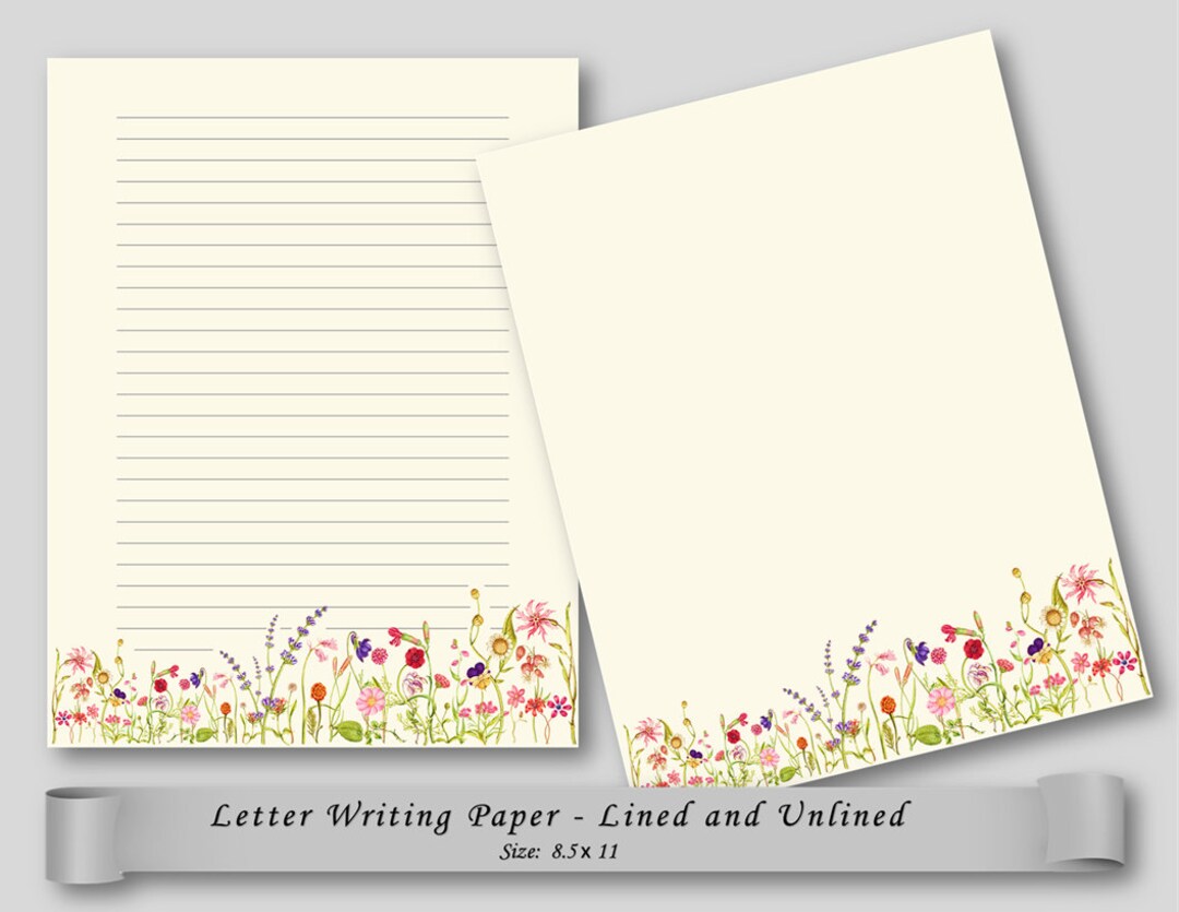 Printable Wildflowers Letter Writing Paper, Digital Download, Printable ...