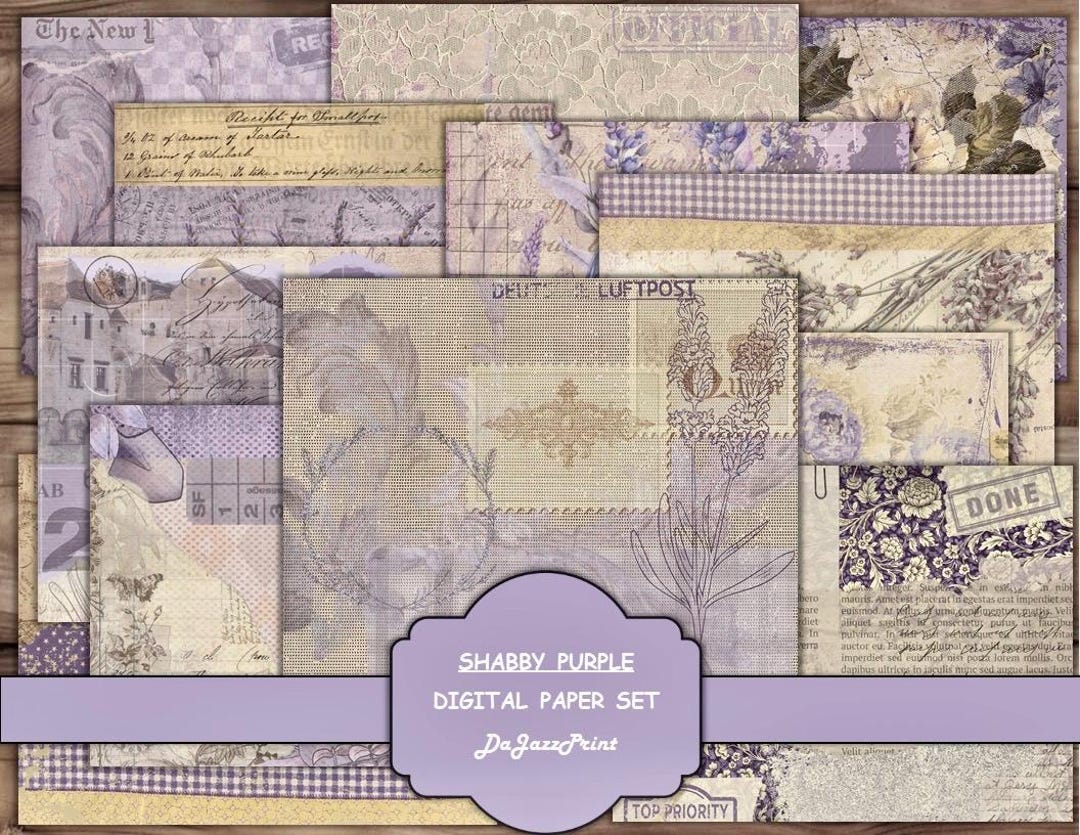 Purple Paper Pack, Printable Papers, Lavender, Digital Junk Journal ...