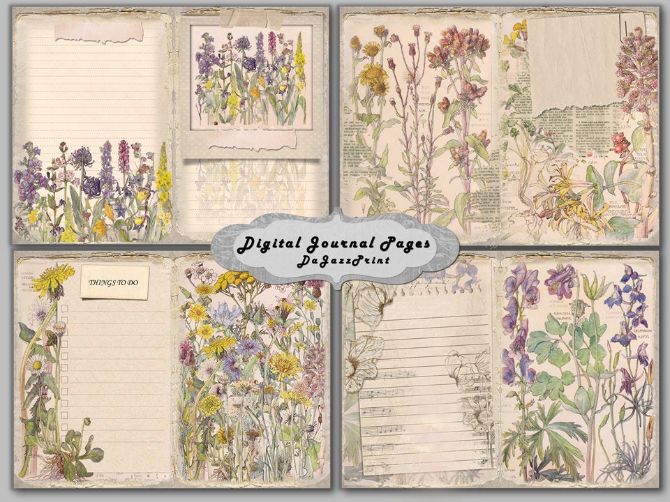 Junk Journal Digital Download Printable Botanical - Etsy