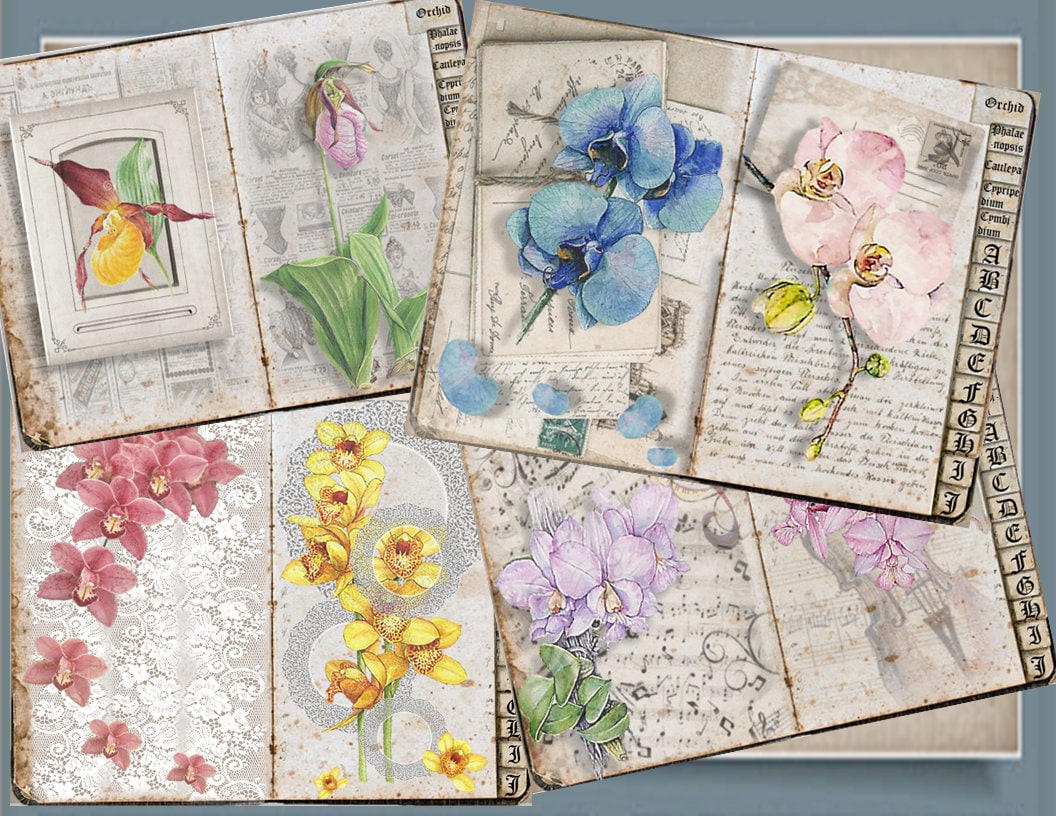 Vintage Junk Journal Pages Floral Papers Scrapbooking - Etsy