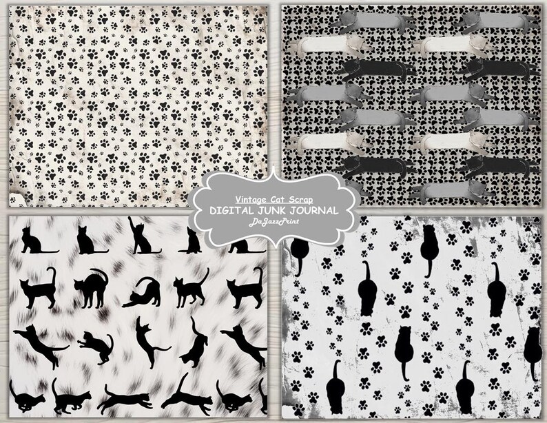 Vintage Cats Junk Journal | Black Cat Journal Pages | Card Making ...