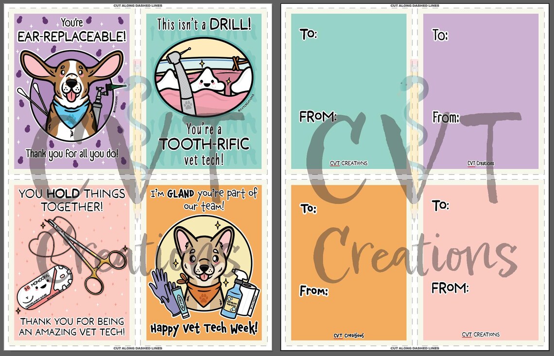 Vet Tech Week Cards (8 DIGITAL 4x5.25 Postcards) - Etsy