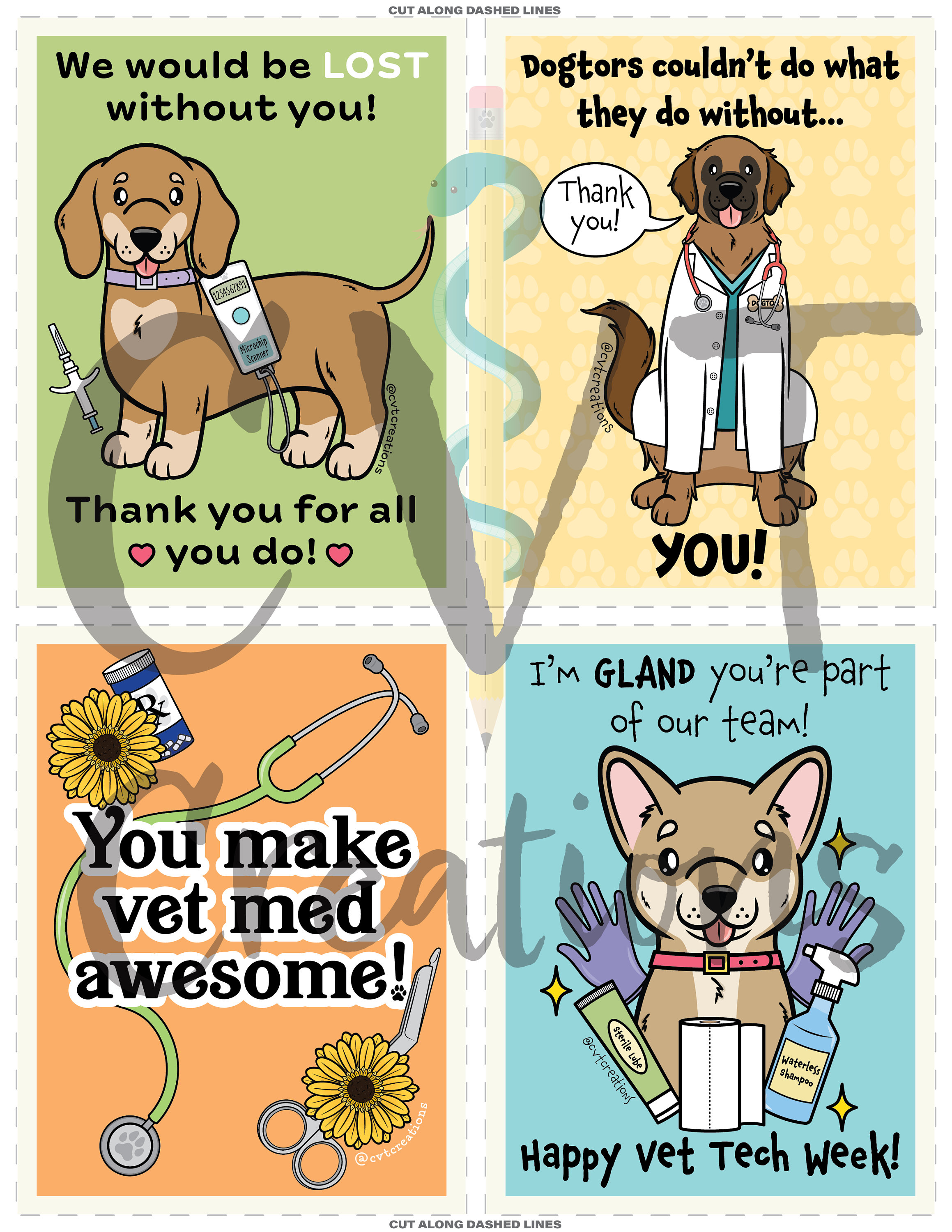 Vet Tech Week Cards 8 DIGITAL 4x5.25 Postcards - Etsy