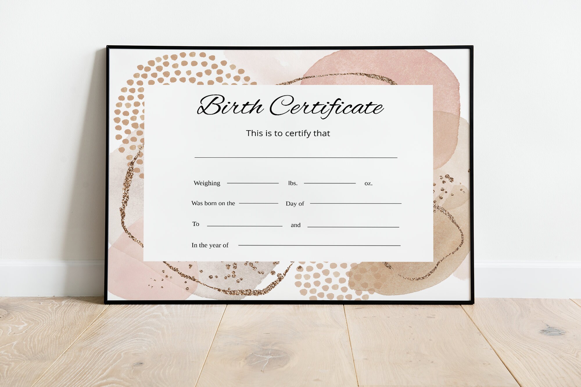 Editable Neutral Birth Certificate Template, Minimalist Printable ...
