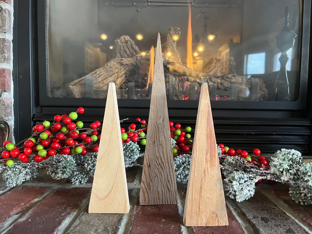 Rustic Wood Christmas Tree Decoration set of 3 - Etsy