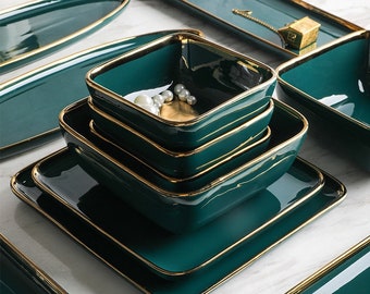 Porcelain Gold Plate Set - Etsy