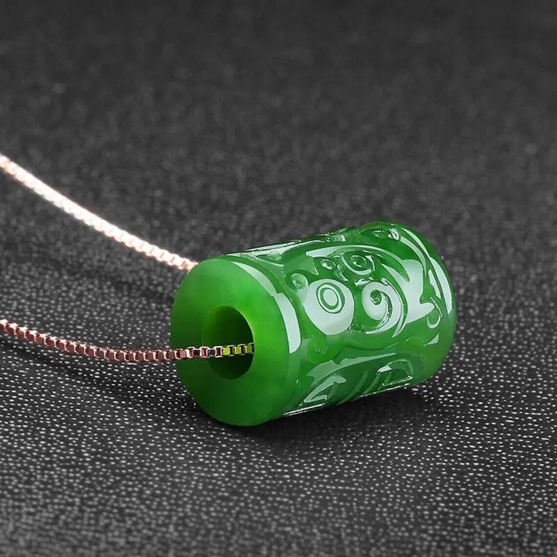 Natural Green Jade Money Beads Pendant Necklace Charm - Etsy