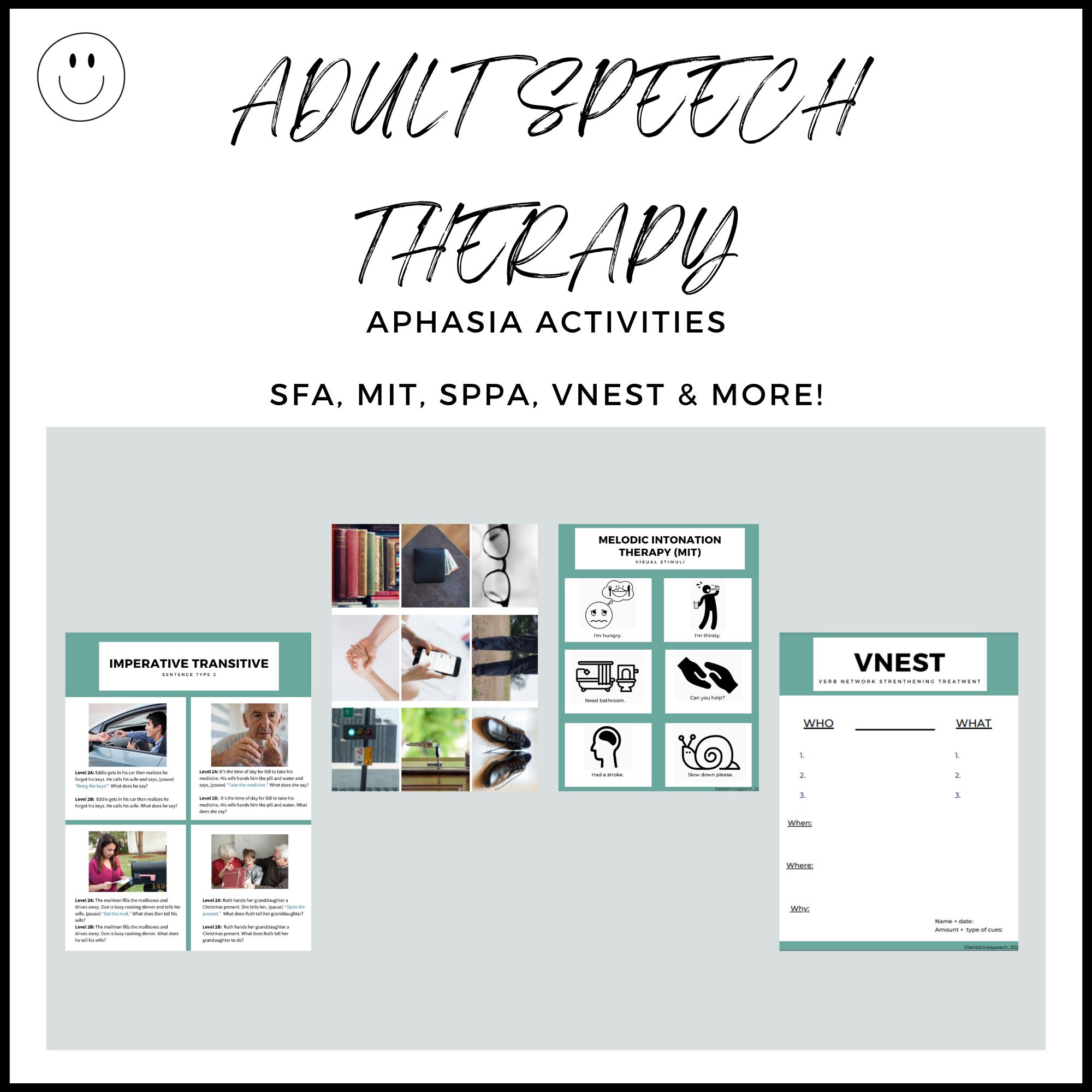 Adult Speech Therapy Activities: Sppa, Mit, Vnest, Sfa & Pca - Etsy