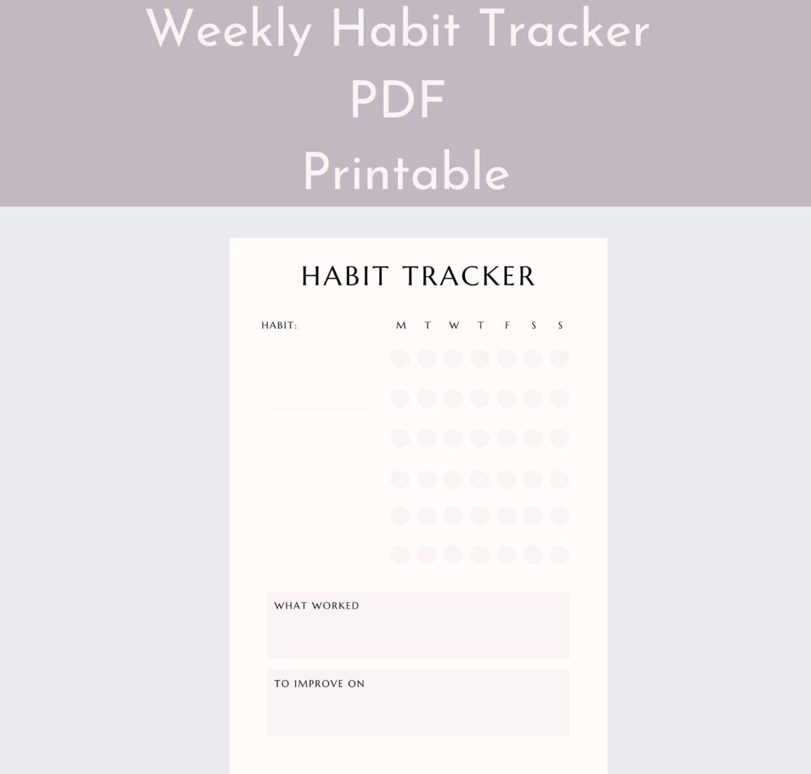 Weekly Habit Tracker PDF Printable Download - Etsy UK
