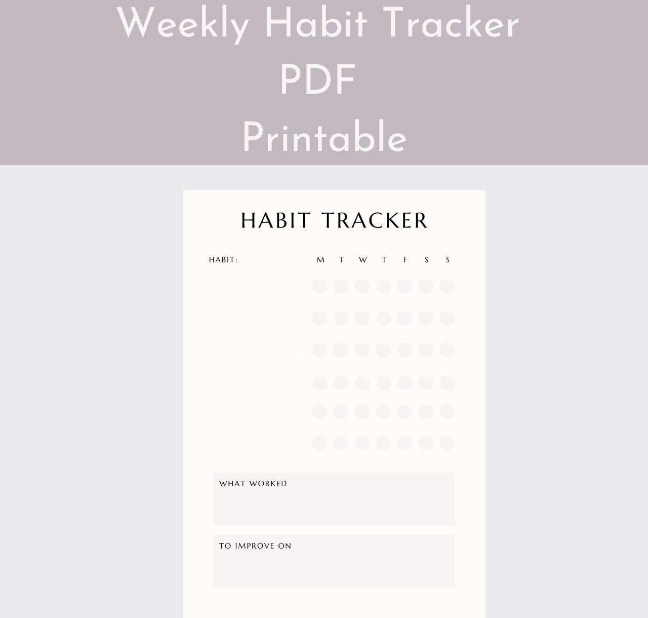 Weekly Habit Tracker PDF Printable Download - Etsy UK
