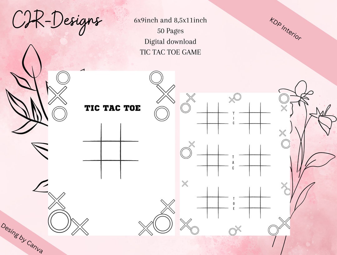 KDP Tic Tac Toe Game Paper With 50 Pages in 6 X 9 Inch and 8.5 X 11 ...