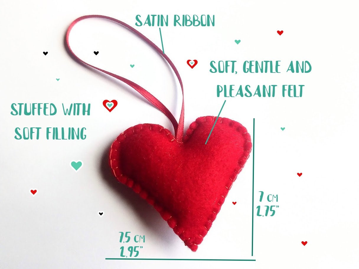 Felt Red Heart Ornament: Valentine's Day Decor - Etsy