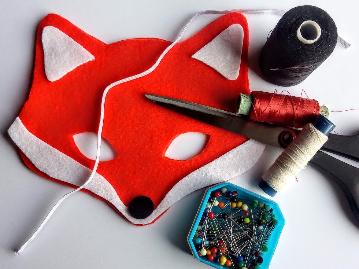 Fox Party Mask Pdf Felt Sewing Pattern for Kids Carnival or - Etsy