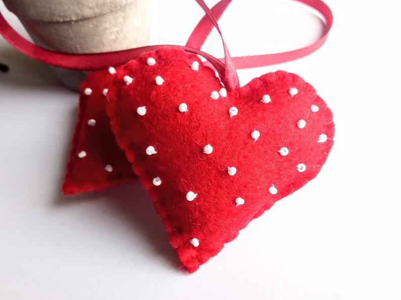 Filz Herz Ornament: Rot & Weiß - Etsy.de