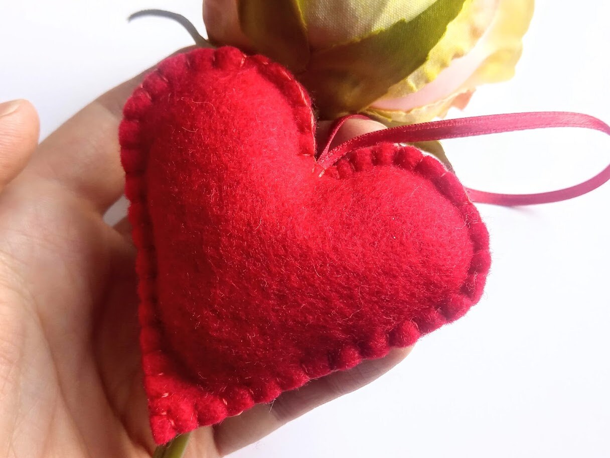 Felt Red Heart Ornament: Valentine's Day Decor - Etsy