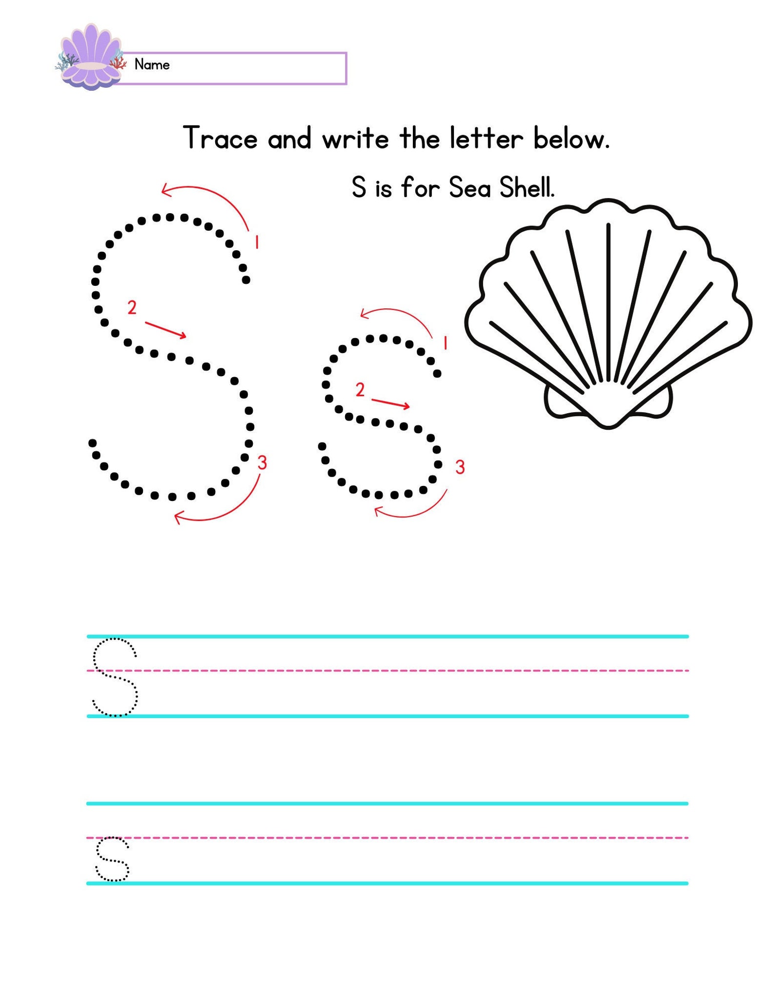 Trace the Letter Ss Worksheet | Etsy